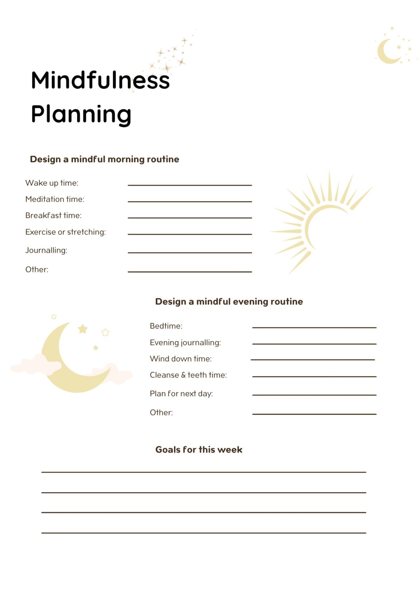 Daily Mindfulness Journal Printable Template, Thankfulness, Gratitude ...