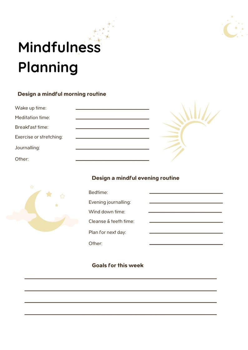 Daily Mindfulness Journal Printable Template, Thankfulness, Gratitude ...