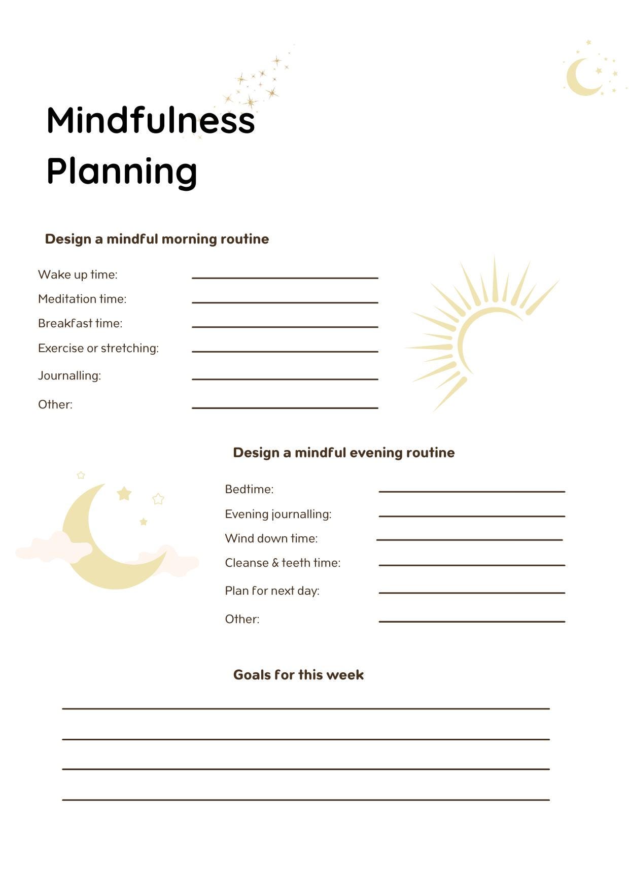 Daily Mindfulness Journal Printable Template, Thankfulness, Gratitude ...