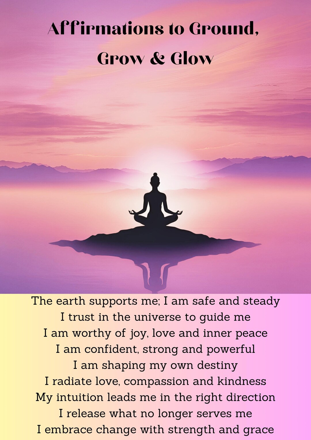 Affirmations Digital Download, Yoga Meditation Art, Spiritual Printable ...