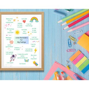 Big Feelings Kids Calm Affirmations Print | Therapy Wall Art | Digital ...