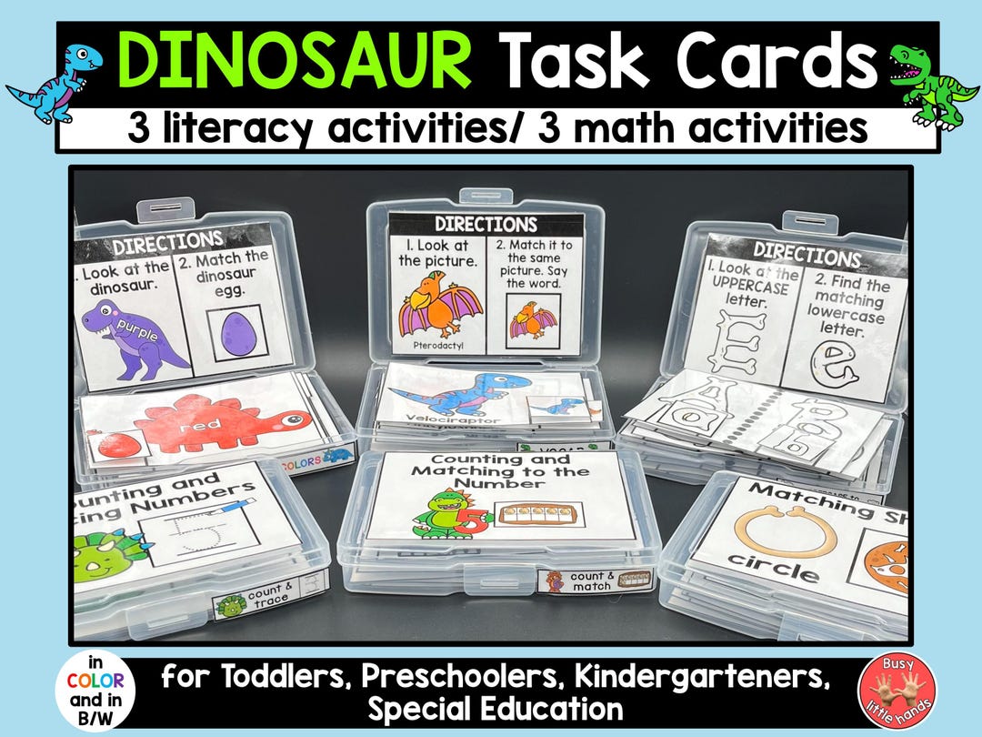 Dinosaur Task Box Set: Thematic Preschool Learning Activities (physical ...