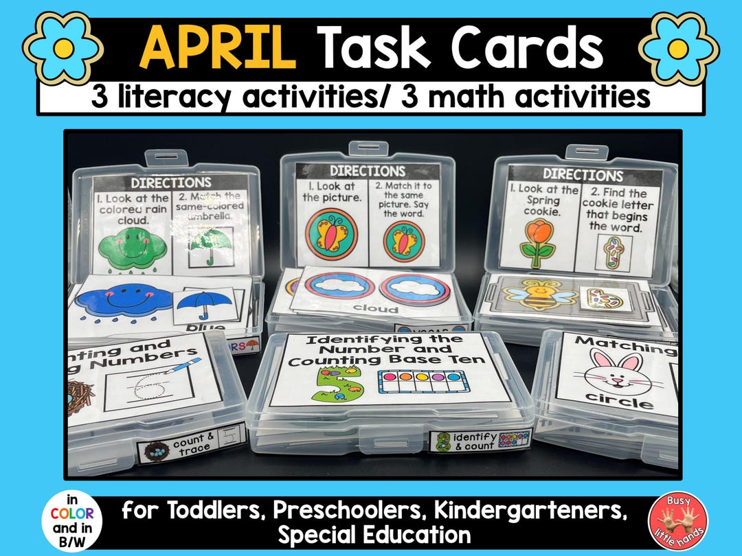 Spring/ Easter Task Box Set: April Preschool Learning Activities ...