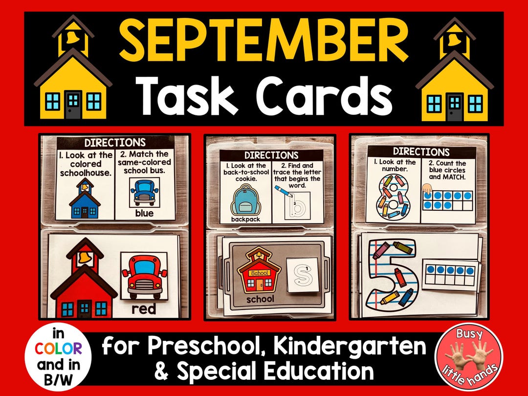 Back-to-school Task Cards Printable for Toddlers, Preschoolers, or ...