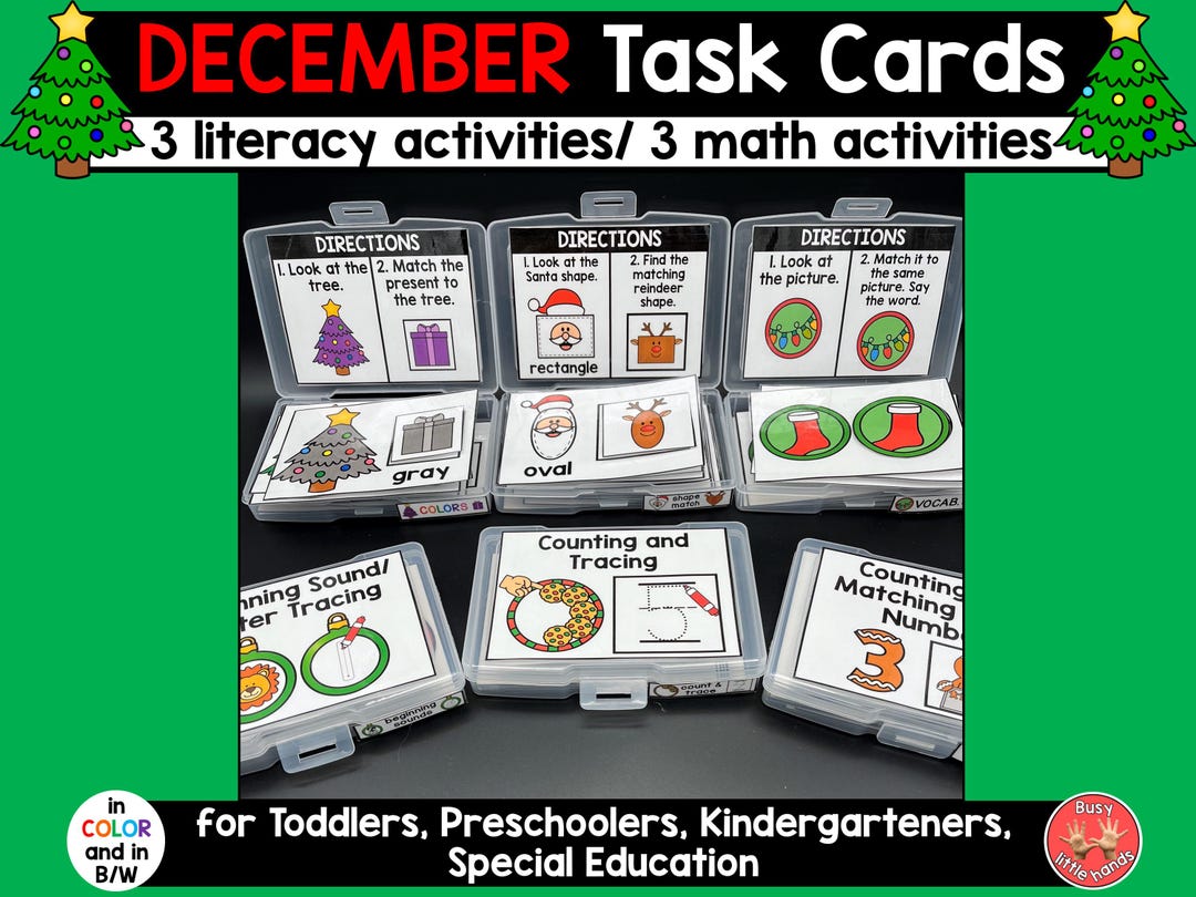 6 Christmas Task Boxes for Toddlers, Preschoolers, or Kindergarten ...