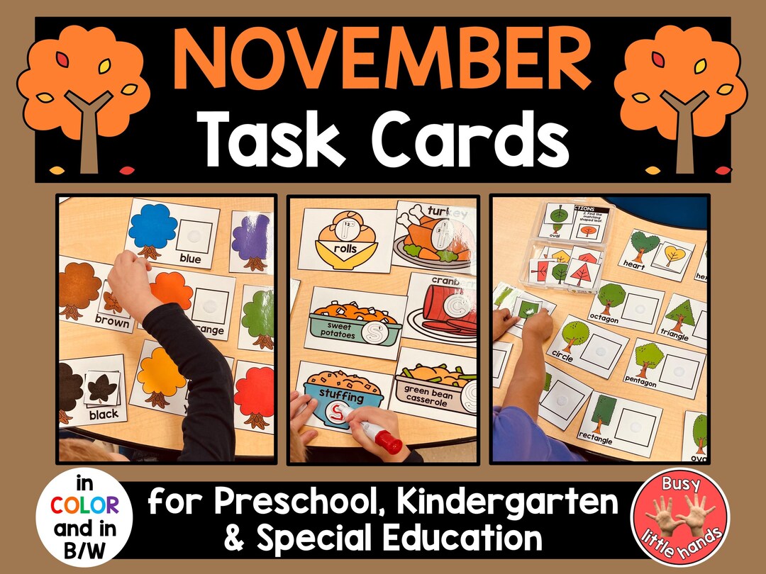 November Task Box Printable for Toddlers, Preschoolers, or Kindergarten ...