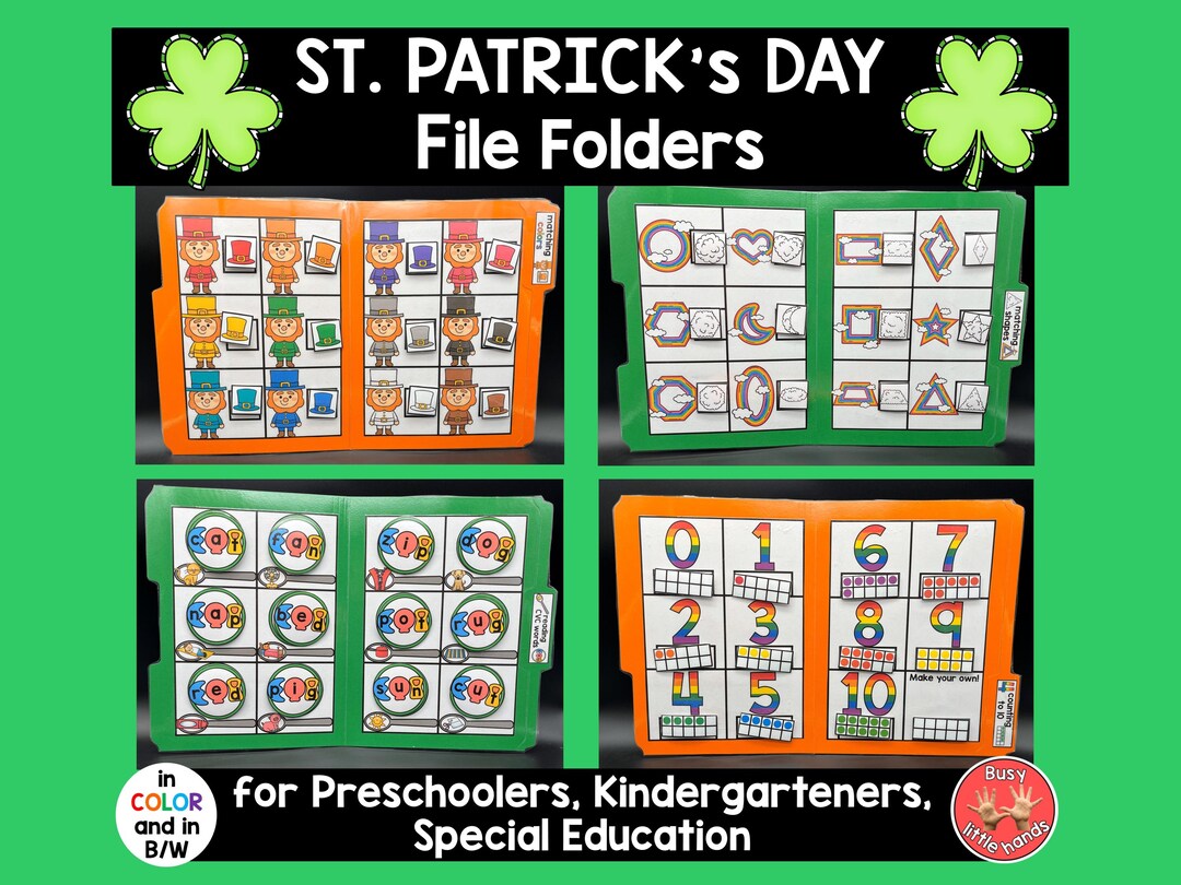 St. Patrick's Day File Folder Games: Preschool Learning Activities ...