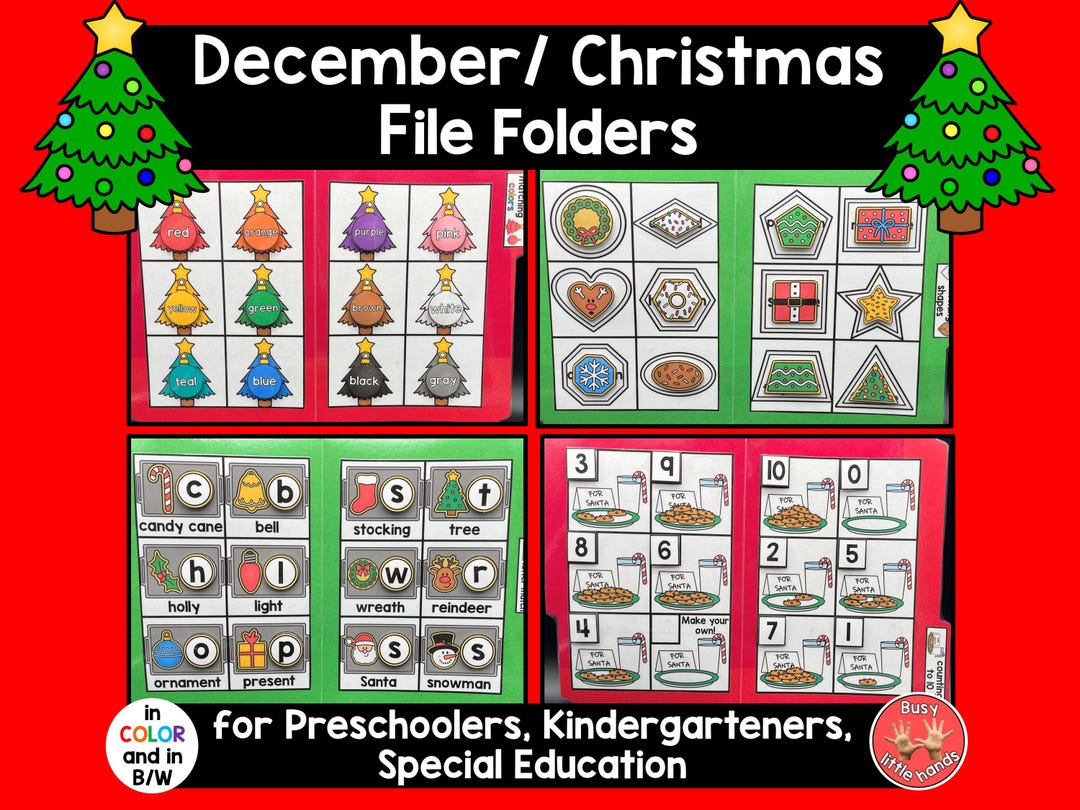 Christmas File Folder Games: Preschool Learning Activities (physical ...