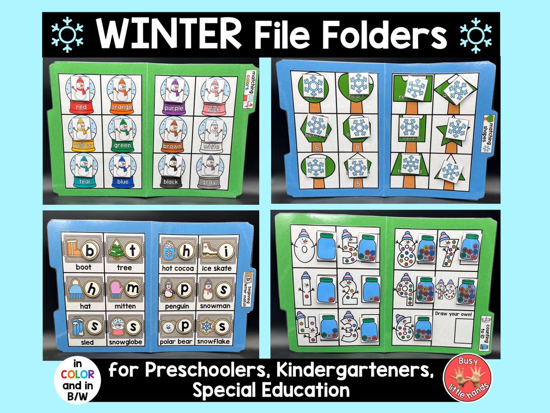 Winter File Folder Games: Preschool Learning Activities - Etsy