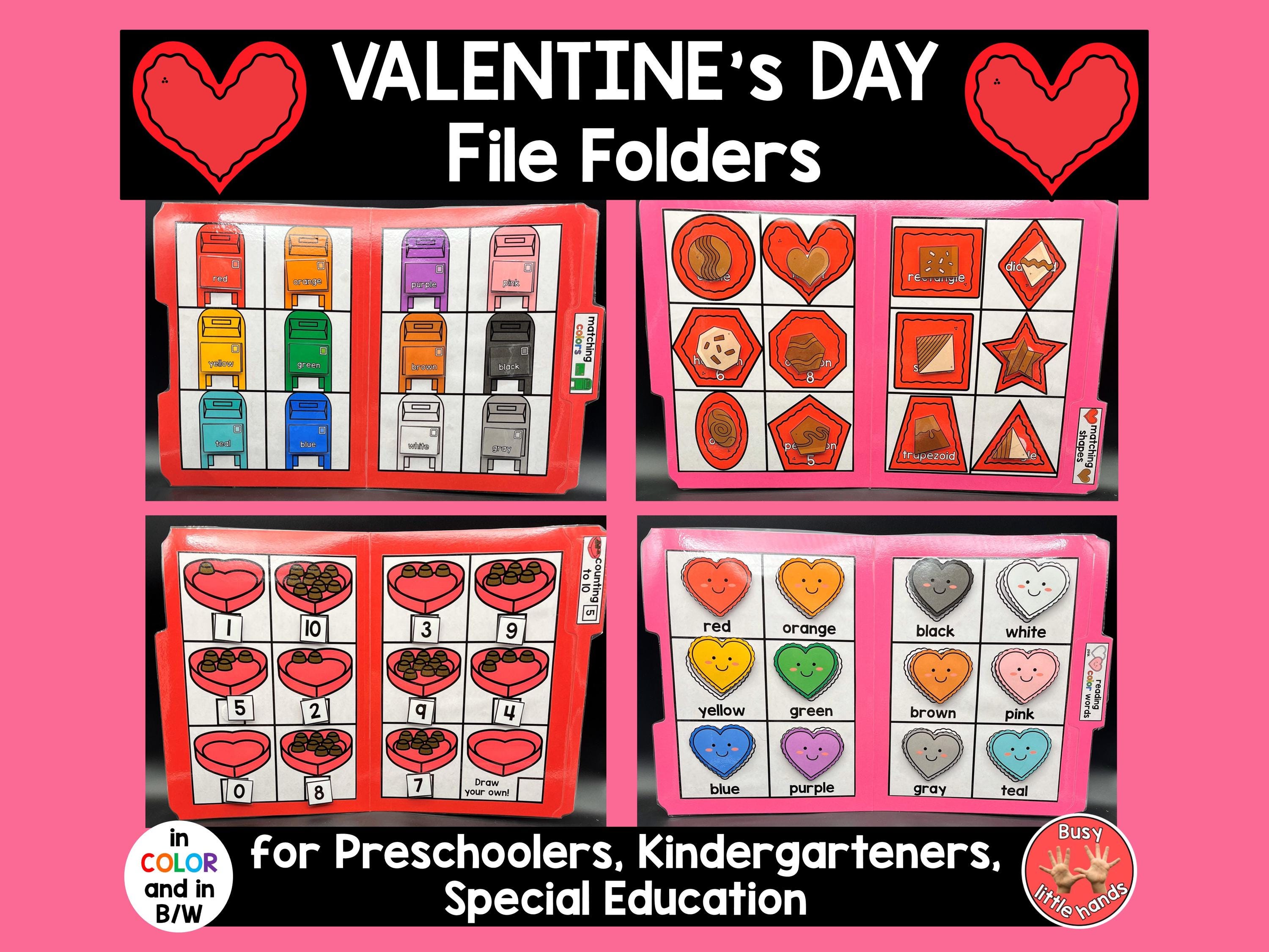 Valentine's Day File Folder Games: Preschool Learning Activities ...