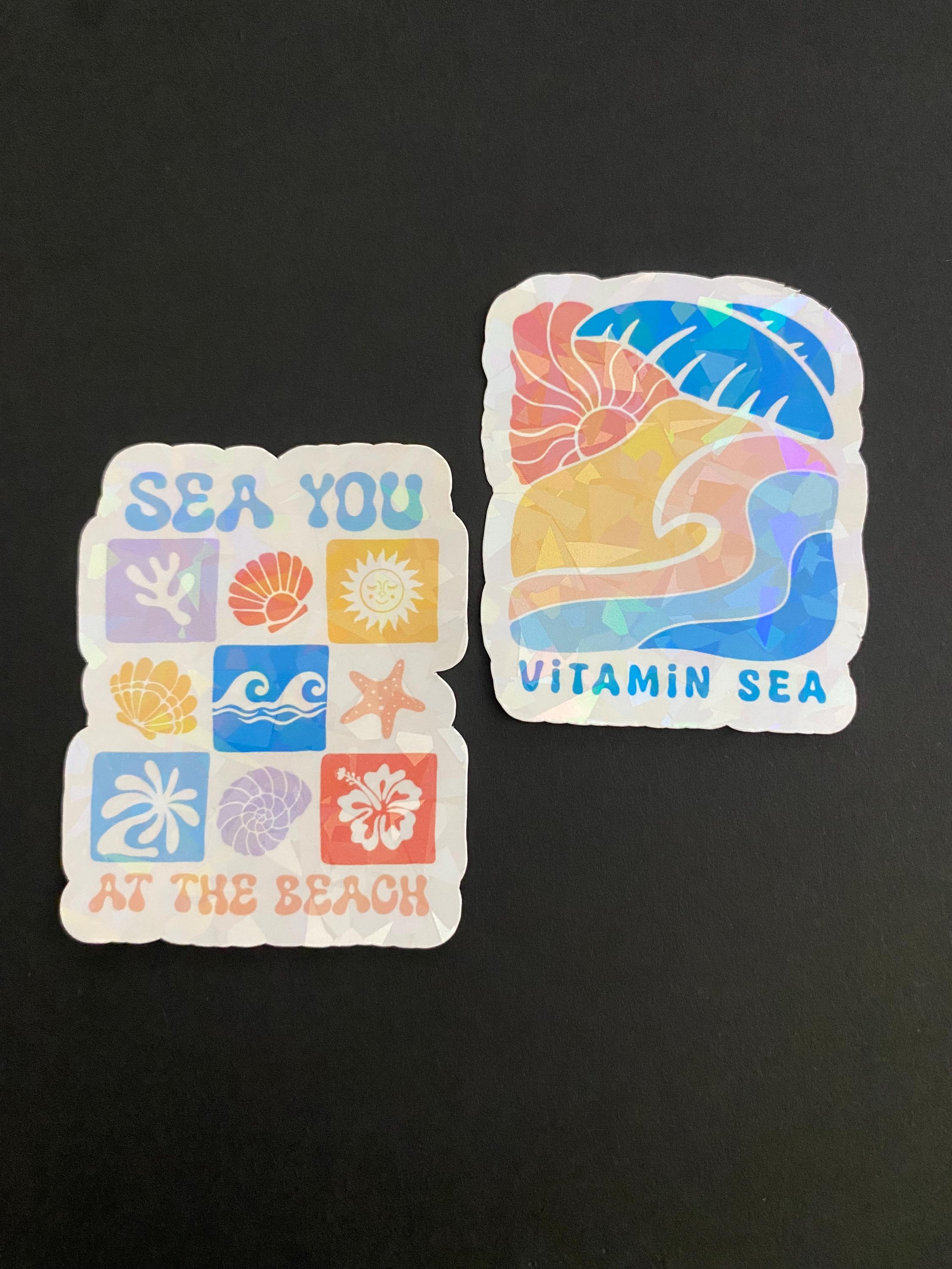Beach Themed Holographic Vinyl Stickers|waterproof 2-inch Wide Beach ...