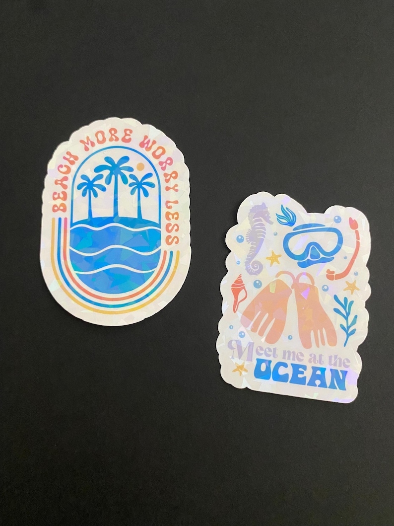 Beach Themed Holographic Vinyl Stickers|waterproof 2-inch Wide Beach ...