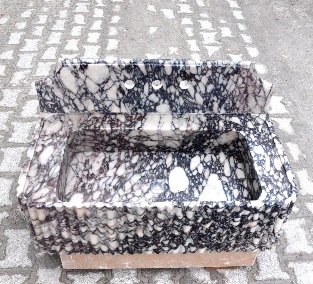 Handmade Calacatta Viola Stone Sink, Luxury Marble Design and Bamboo ...