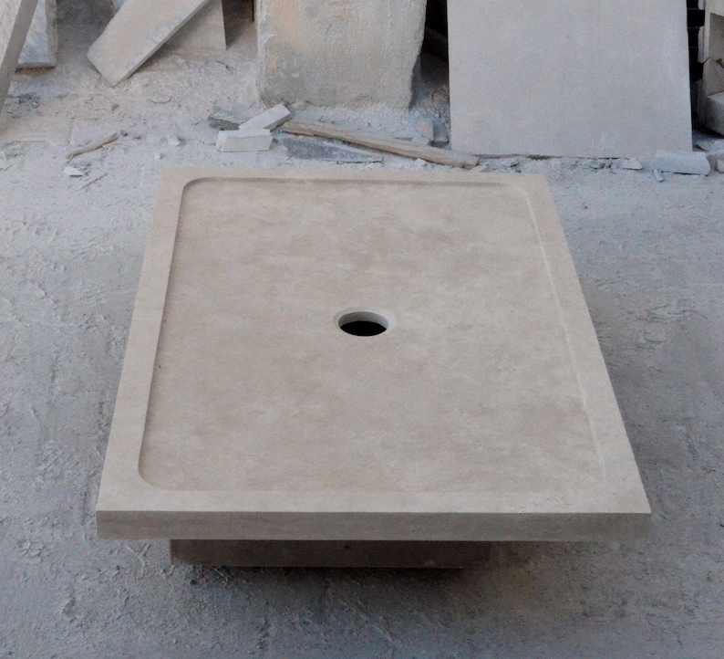 Travertine Slip Resistant Shower Tray, Handcrafted, 100% Natural Stone ...