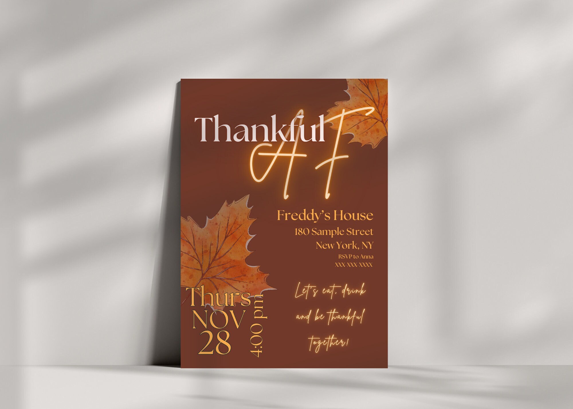 Editable Printable Thankful AF Thanksgiving Friendsgiving Dinner ...