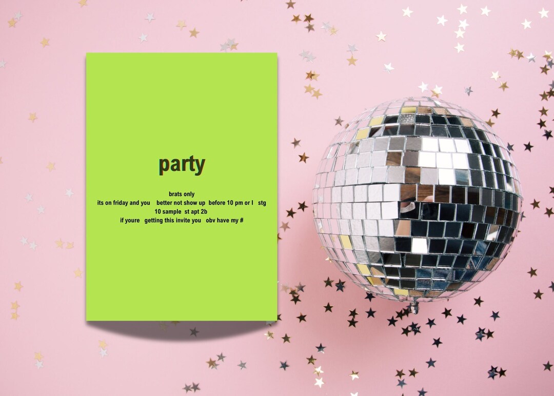 Editable Printable Charli XCX Brat Summer Party Digital Invitation ...