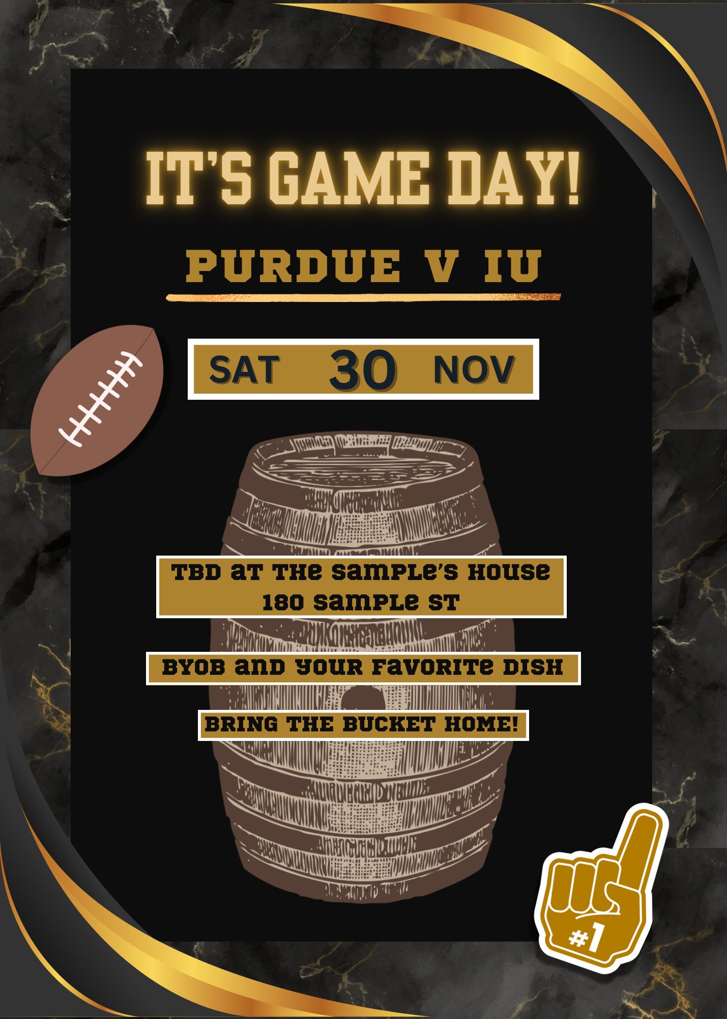 Editable Printable Purdue V Indiana University Football Game Watch ...