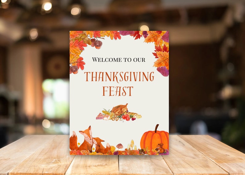 Editable Printable Thanksgiving Dinner Party Welcome Sign Template Cute ...