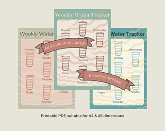 Weekly Water Tracker | PDF | Printable | - Etsy