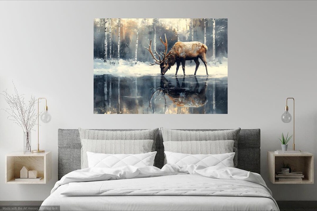 The Red Stag (3) - NB! DIGITAL DOWNLOAD, Printable Art, Digital Oil ...