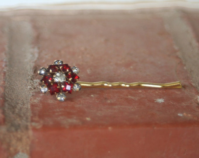Red Diamond Rhinestone Vintage Hair Pin - Etsy