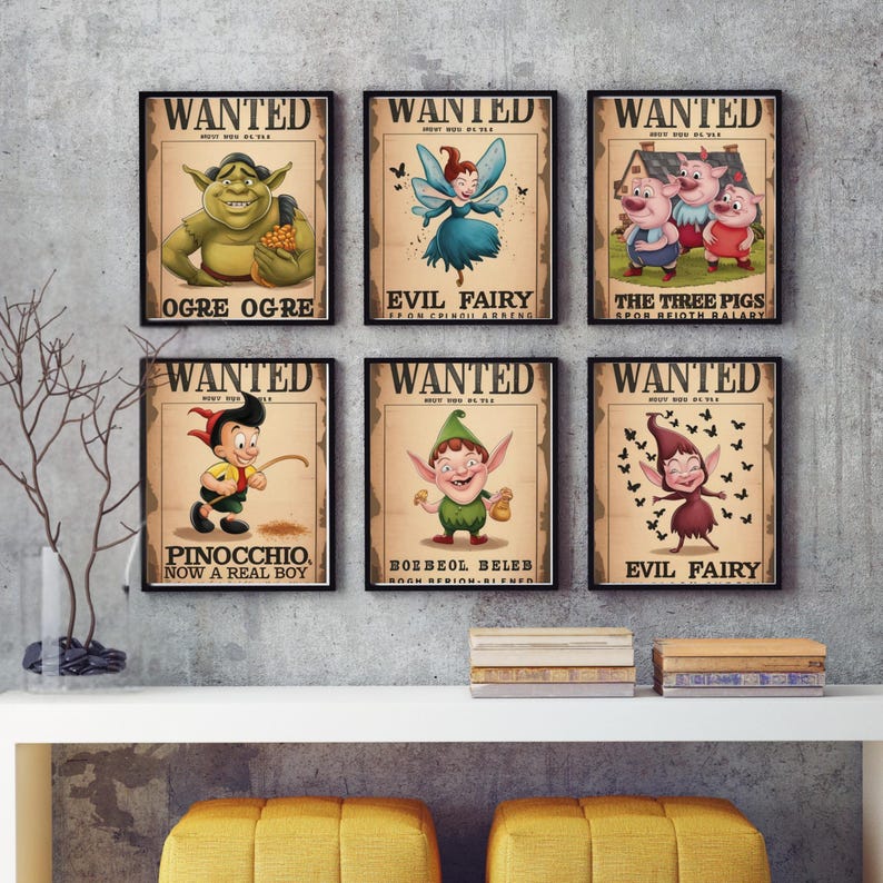 Shrek Wanted Posters Set of 6 Prints Digital Download Posters, Shrek ...