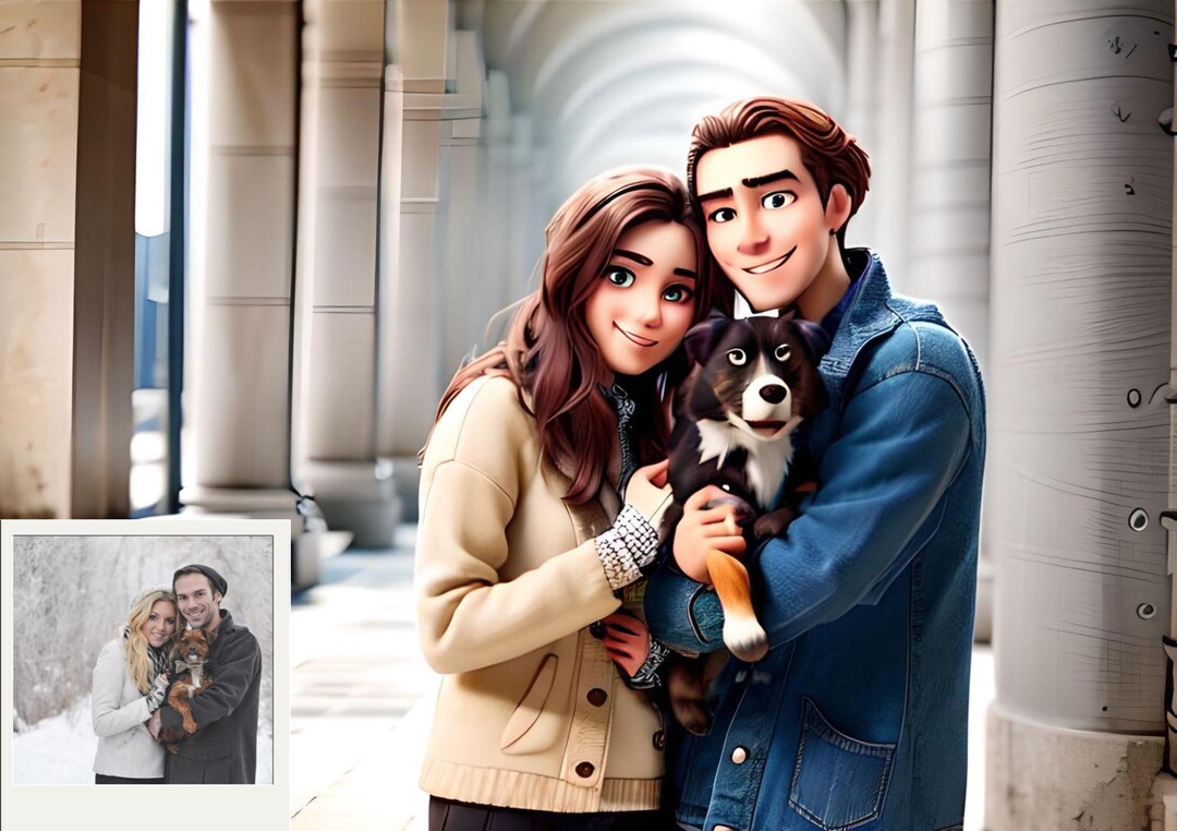 Custom Portrait Pixar, Pixar Style Portrait From Photo Christmas Gift ...