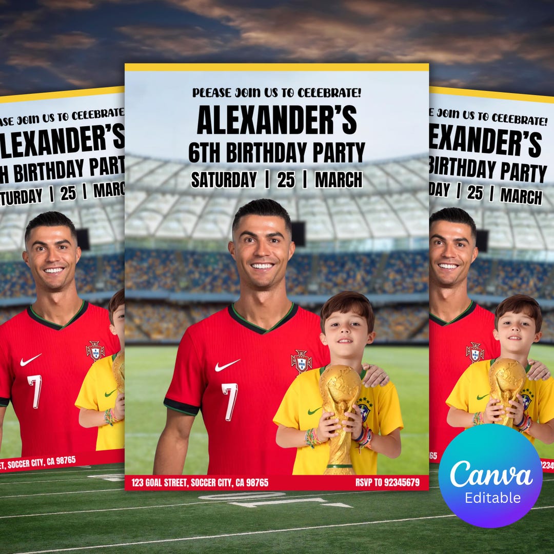 Cristiano Ronaldo Birthday Invitation | Made to Order Customizable ...
