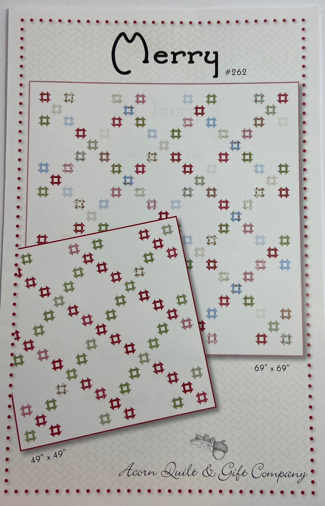 Merry Quilt Pattern.finished Dimensions 49 X 49.paper Pattern.acorn ...