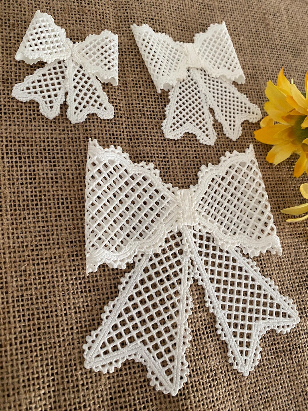 3 Sugar Lace Bows | Edible Lace L Cake Lace L Sugar Lace - Etsy