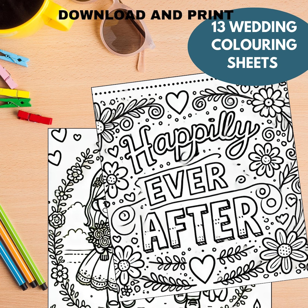 Children's Wedding Colouring Activity Sheets. 13 Wedding Activity ...