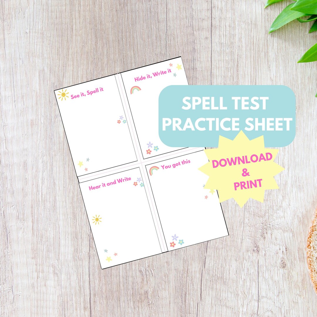 Printable Spelling Test Practice Sheet. Download and Print as Many ...