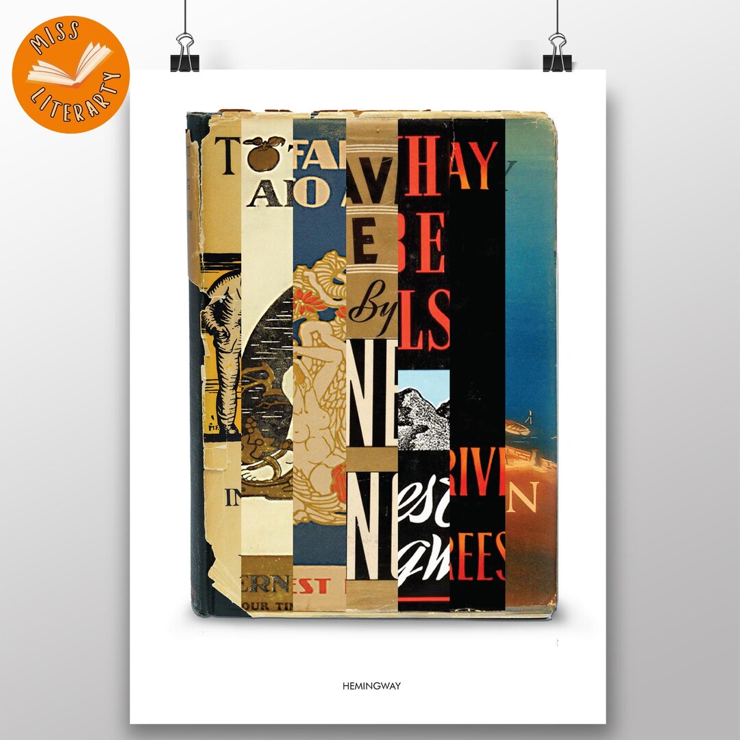 Ernest Hemingway - Spliced Front Covers Print - Abstract Literary ...