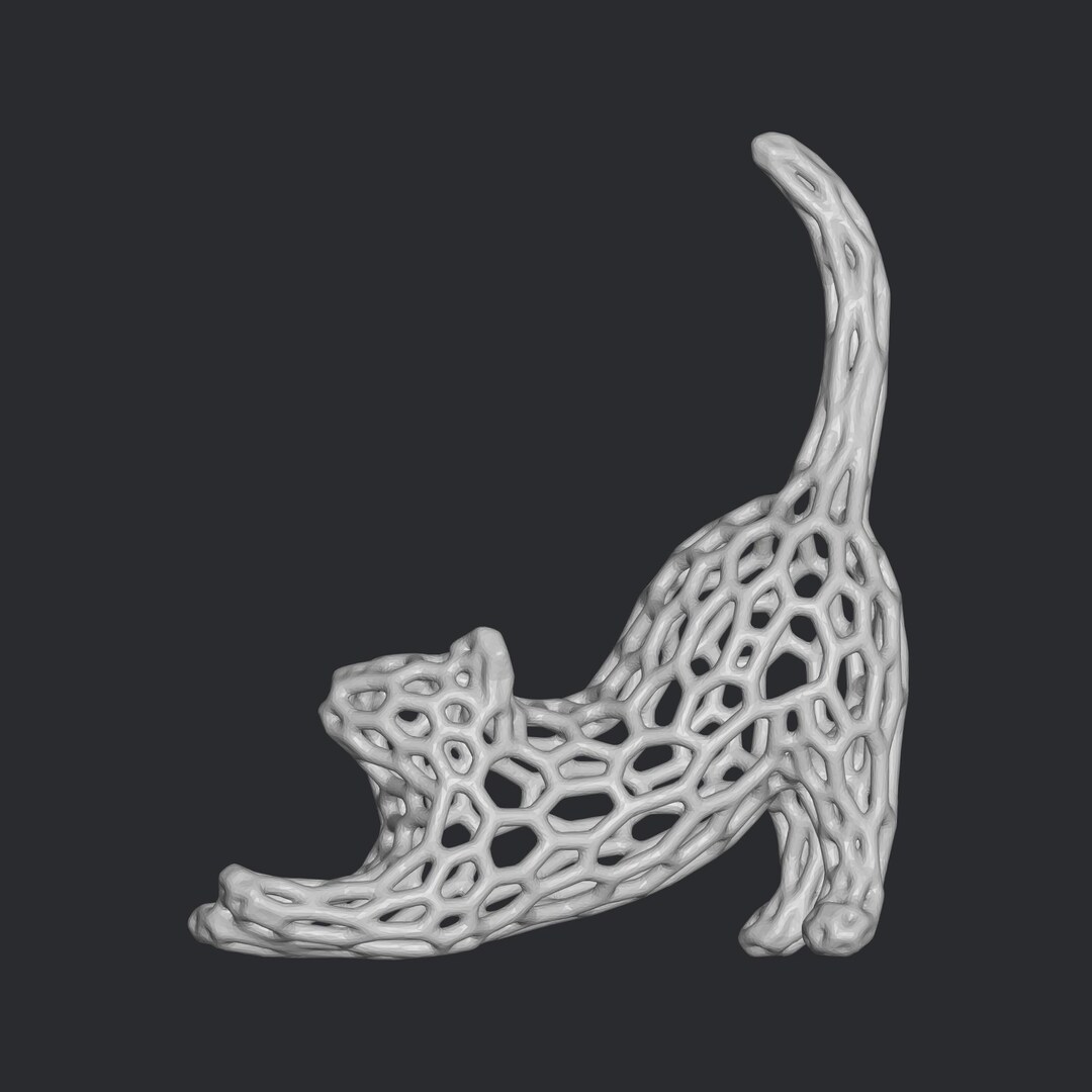 Cat Stretch Voronoi Stl File 3d Printing, 3d Print File, Miniature ...
