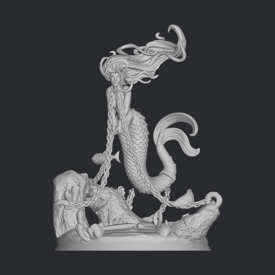 Chained Mermaid Stl File 3d Printing, 3d Print File, Miniature, Super ...