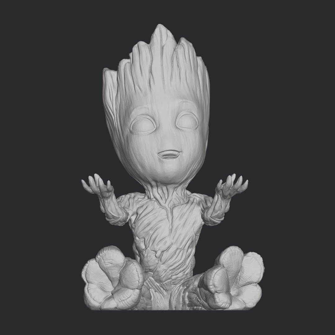 Baby Groot Planter Stl File 3d Printing, 3d Print File, 3d Stl, Super ...