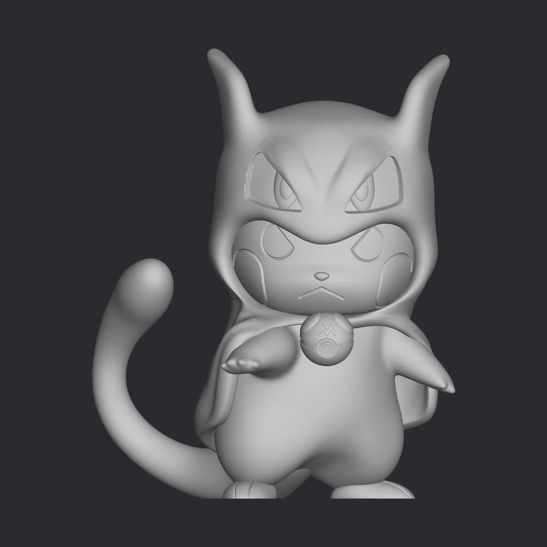 Pikachu Cosplay Mewtwo Stl File 3d Printing, 3d Print File, Miniature ...