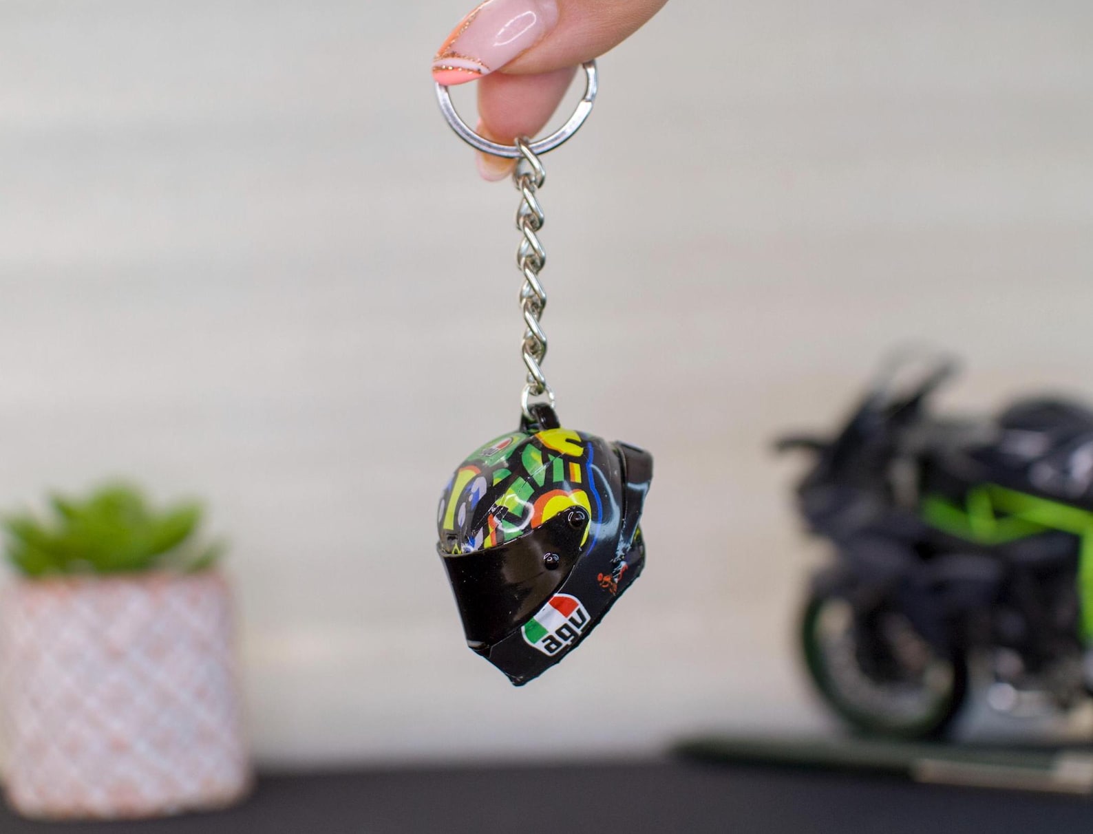 Handmade AGV Fluid Top Mini Helmet Keychain: Personalized Biker Gift ...