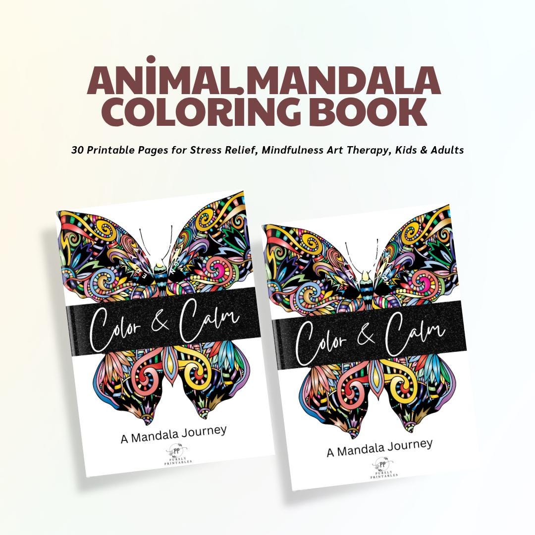 Color and Calm: Animal Mandala Coloring Book | 30 Pages of Stress ...