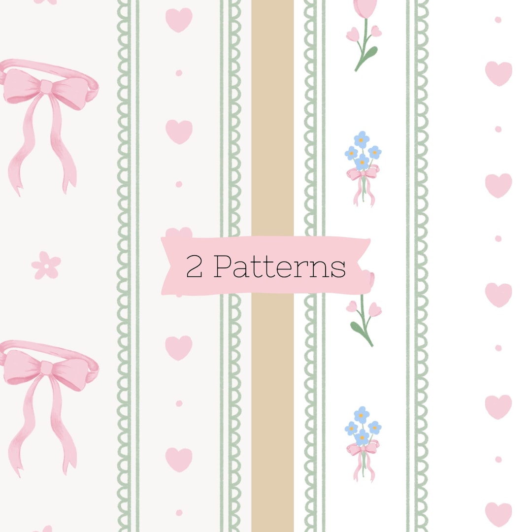 Two Coquette Patterns - Forget Me Not Flower Bouquet and Bows With ...