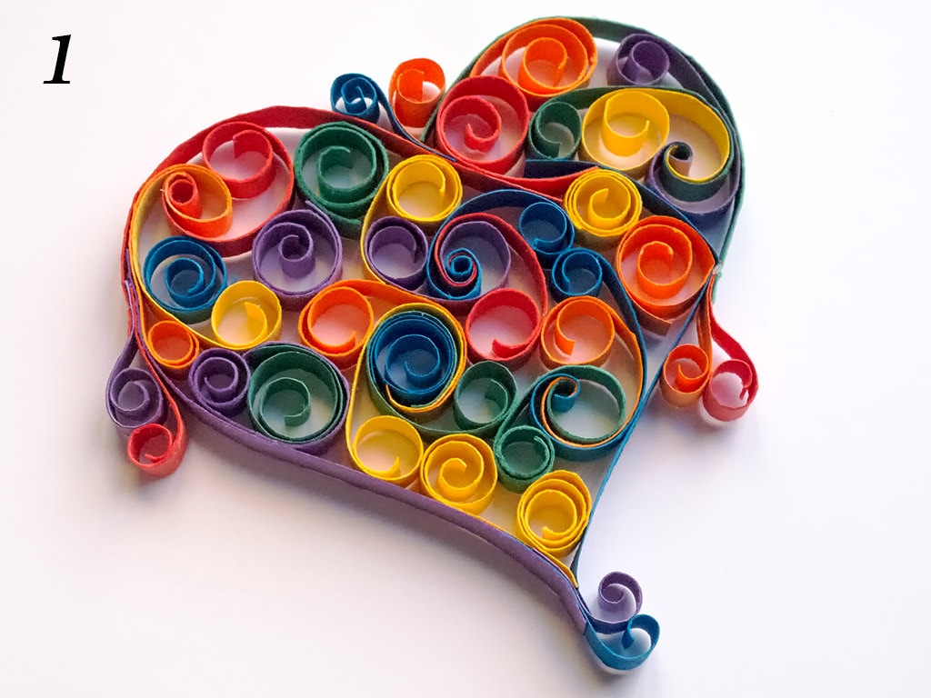 Quilled Paper Heart: Heart Rainbow Hand Made Heavy | Etsy