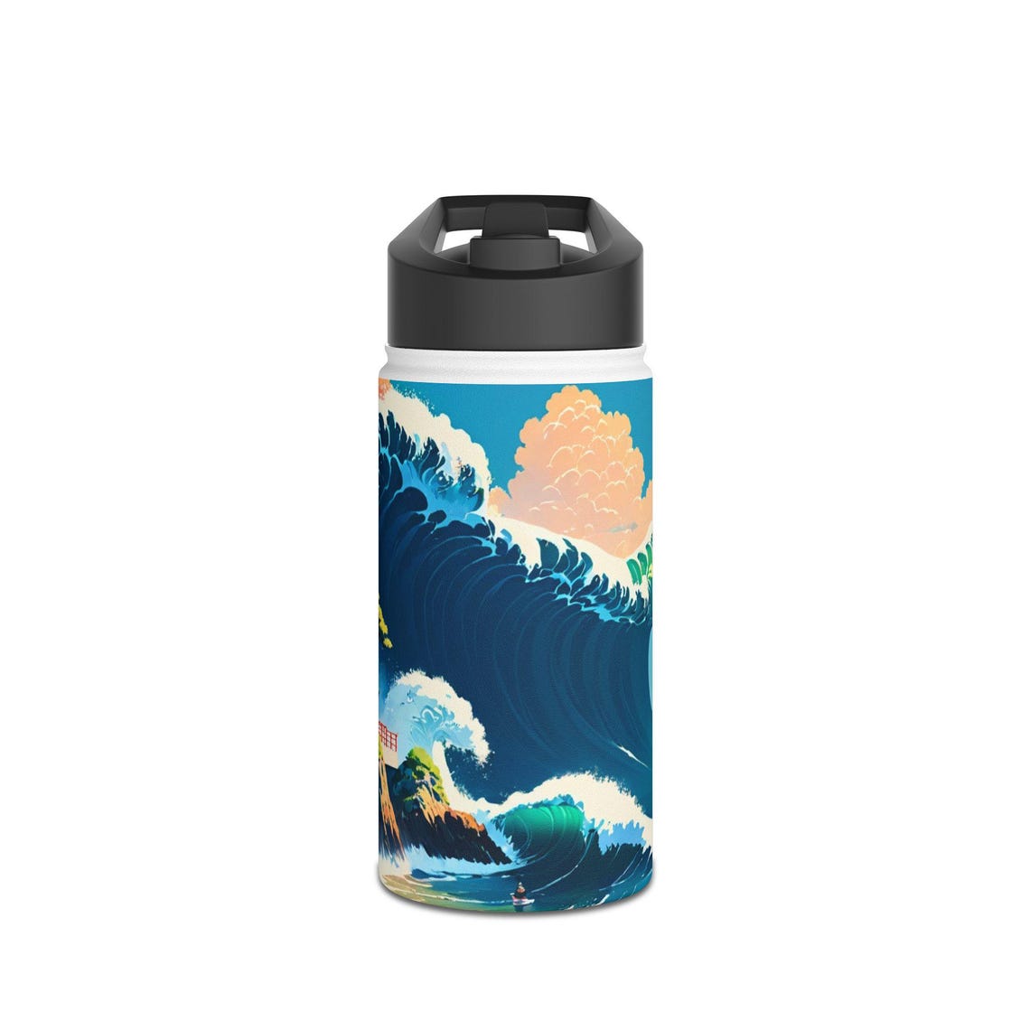Japanese Sea Theme Stainless Steel Water Bottle Original Design, Ocean ...