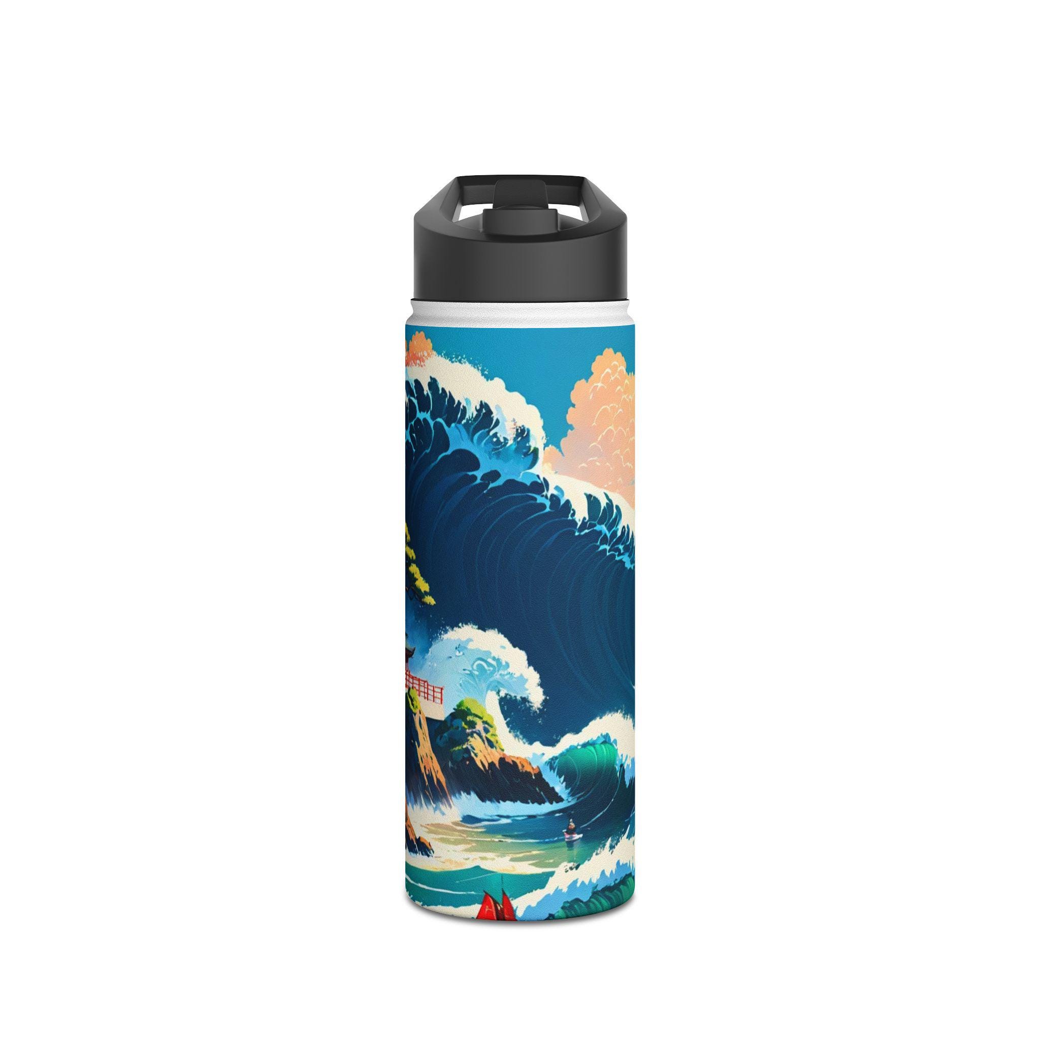 Japanese Sea Theme Stainless Steel Water Bottle Original Design, Ocean ...