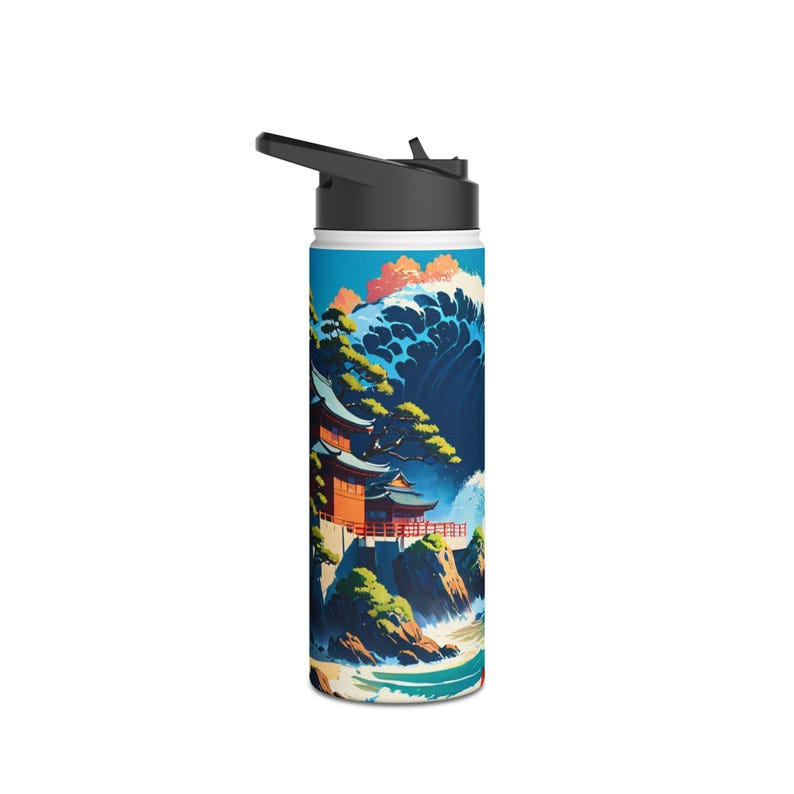 Japanese Sea Theme Stainless Steel Water Bottle Original Design, Ocean ...