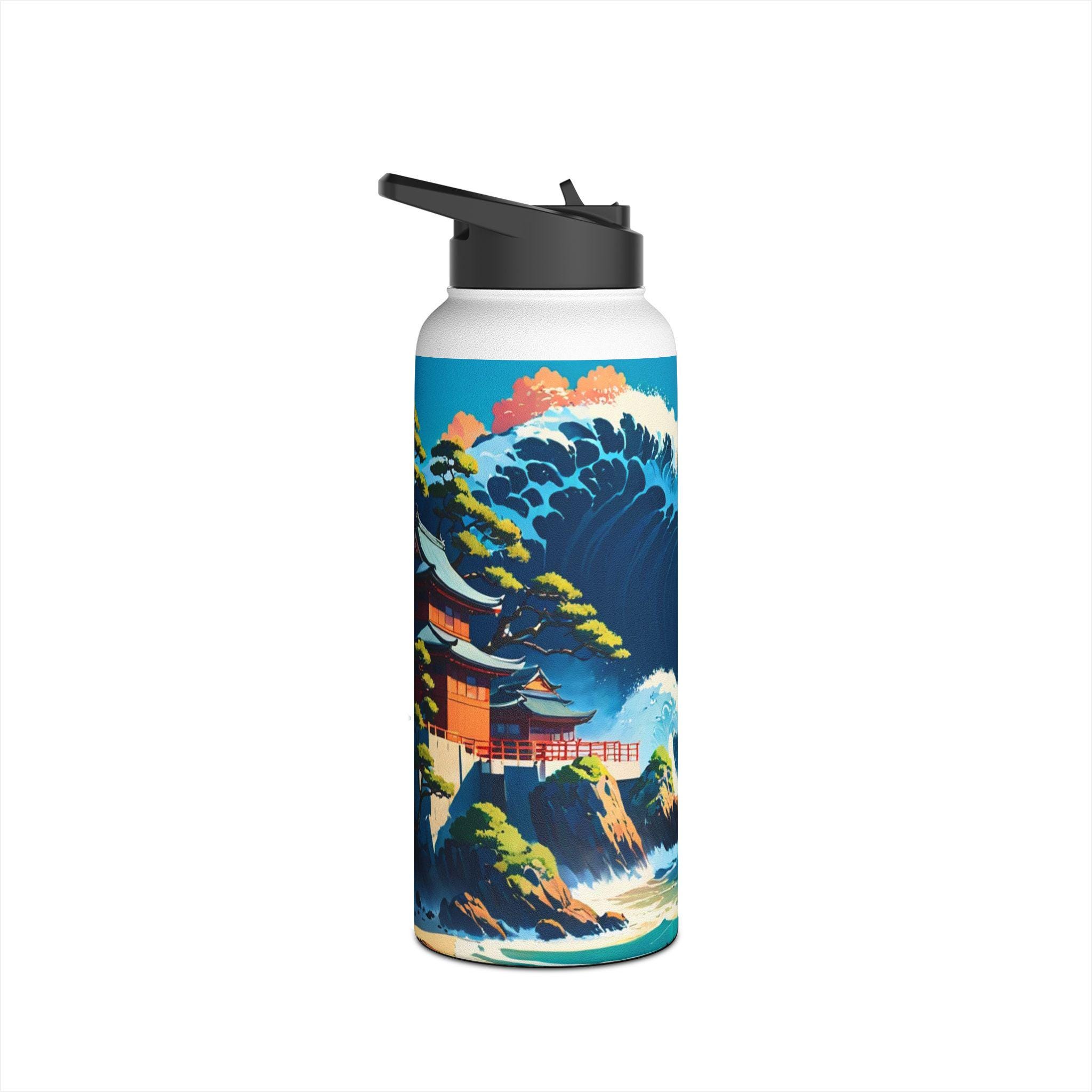 Japanese Sea Theme Stainless Steel Water Bottle Original Design, Ocean ...