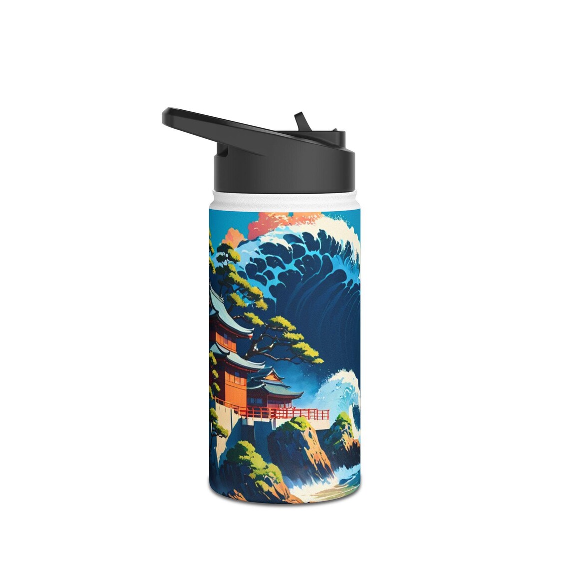 Japanese Sea Theme Stainless Steel Water Bottle Original Design, Ocean ...