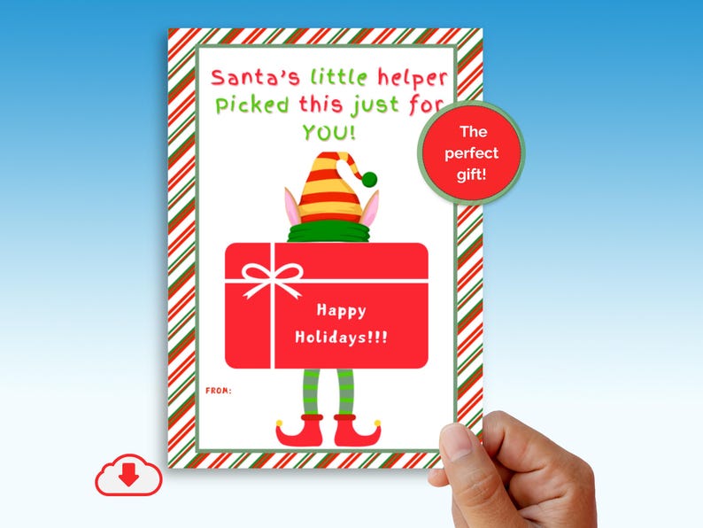 Elf Christmas Gift Card Holder | Printable Holiday Gift (instant ...