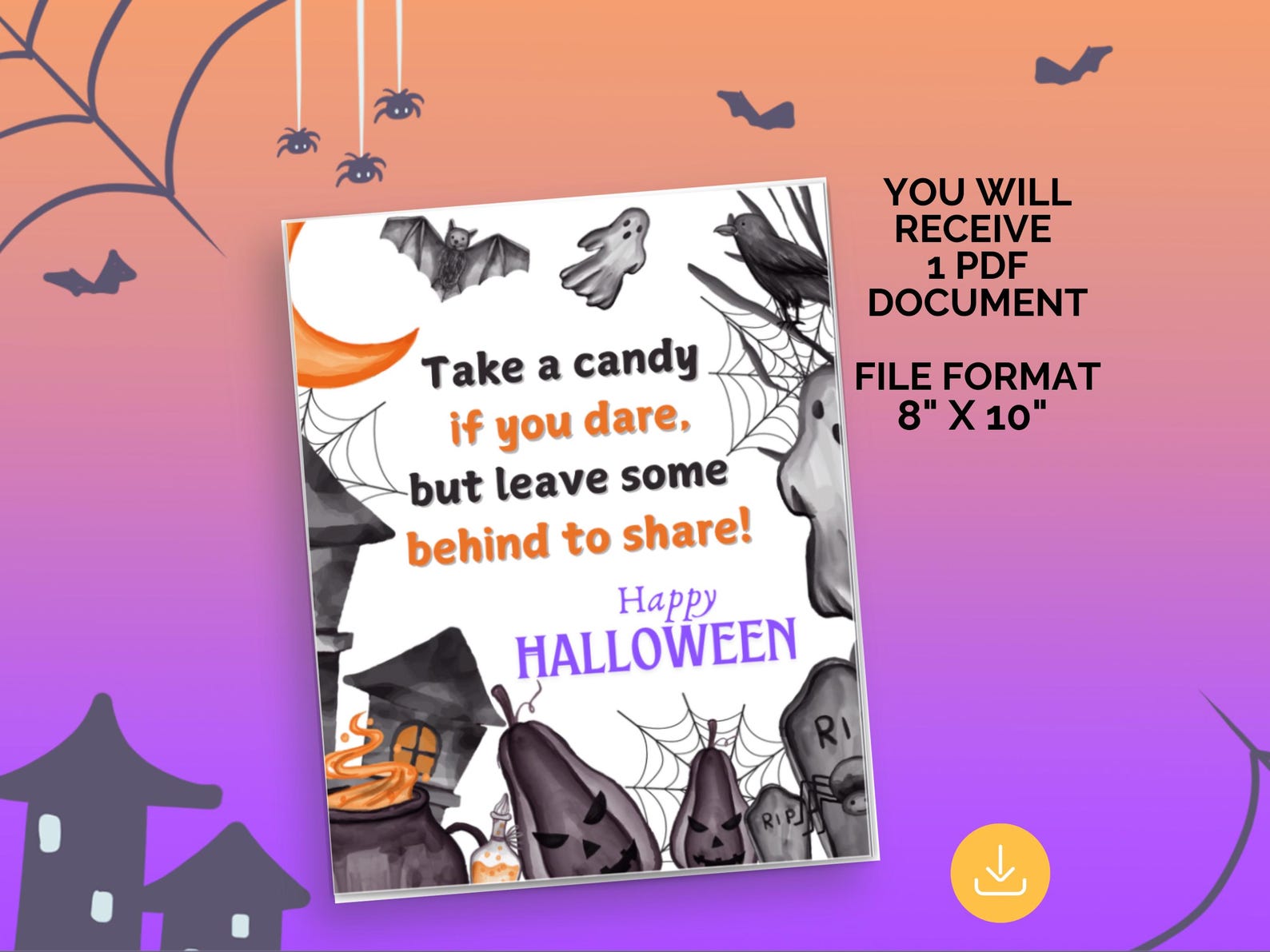 Halloween Treat Sign: Please Take One Candy (digital Download) - Etsy