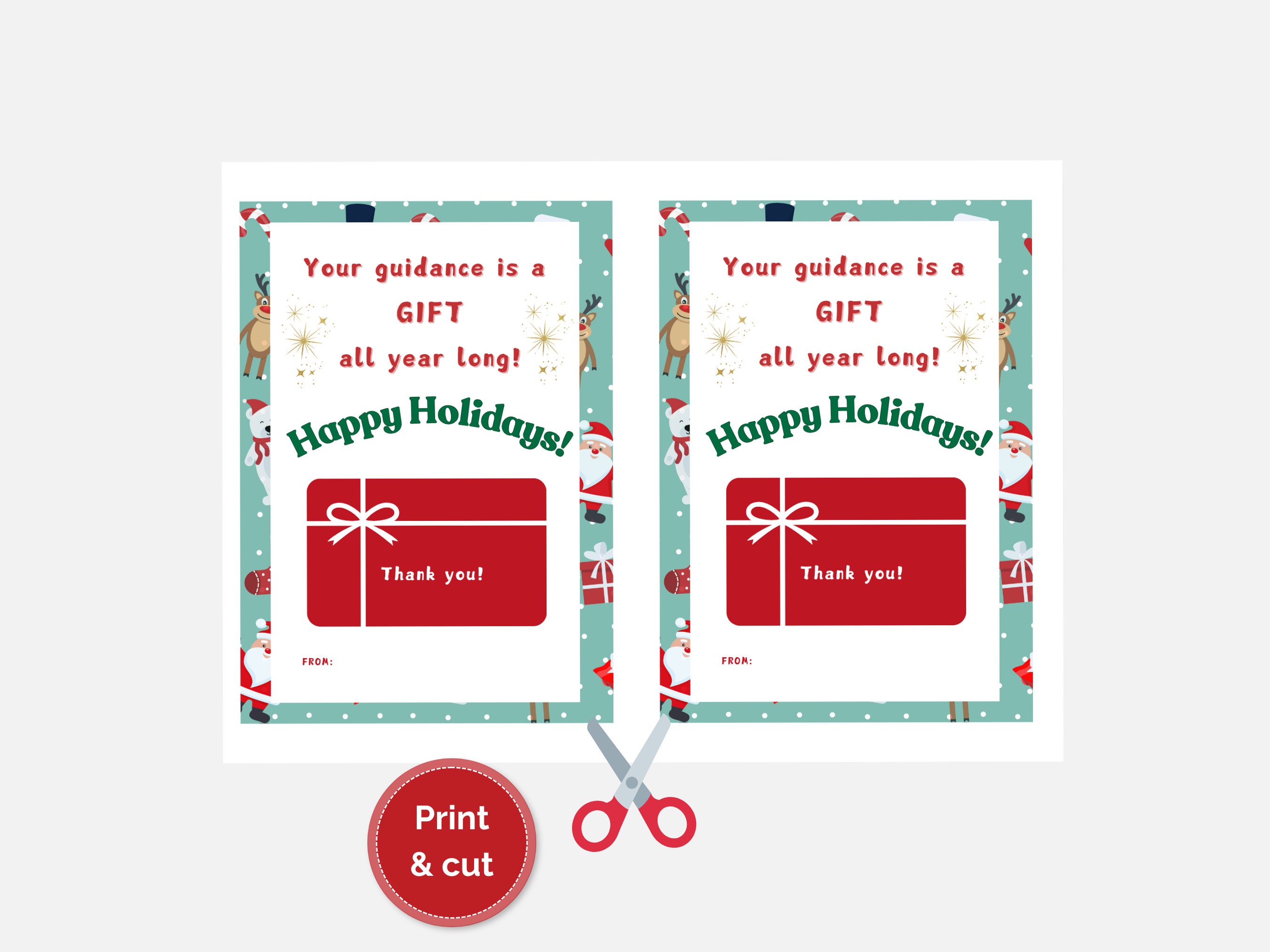 Printable Holiday Gift Card Holder | Teacher, Staff Appreciation ...