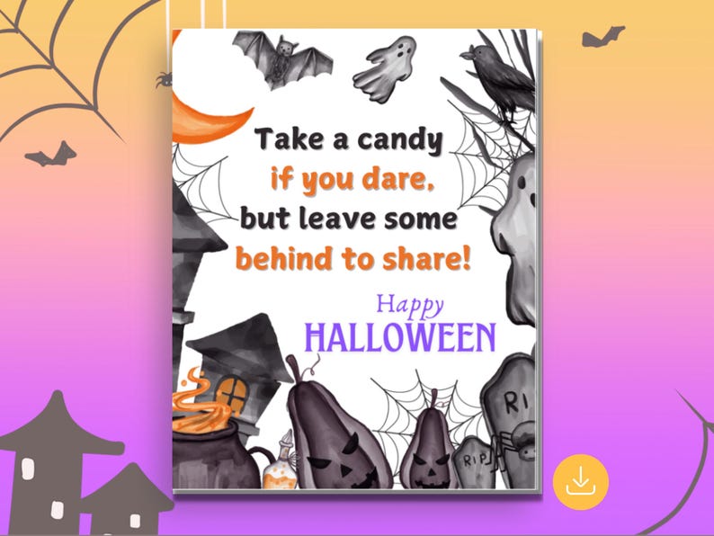 Halloween Treat Sign: Please Take One Candy (digital Download) - Etsy